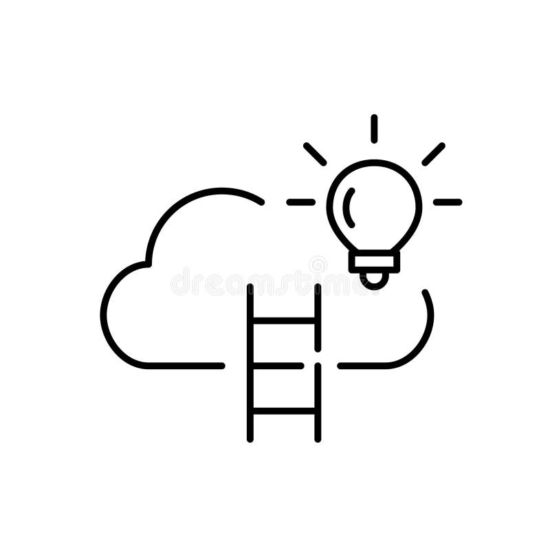 Cloud and Ladder with Light Bulb. Creative Innovations in Technology ...