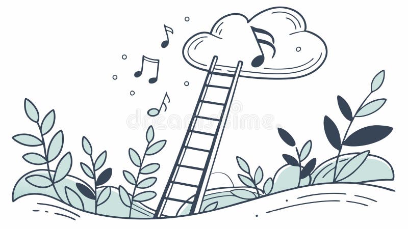 Cloud Ladder with Music Notes, Creative Ascent, Inspiration, Vector ...