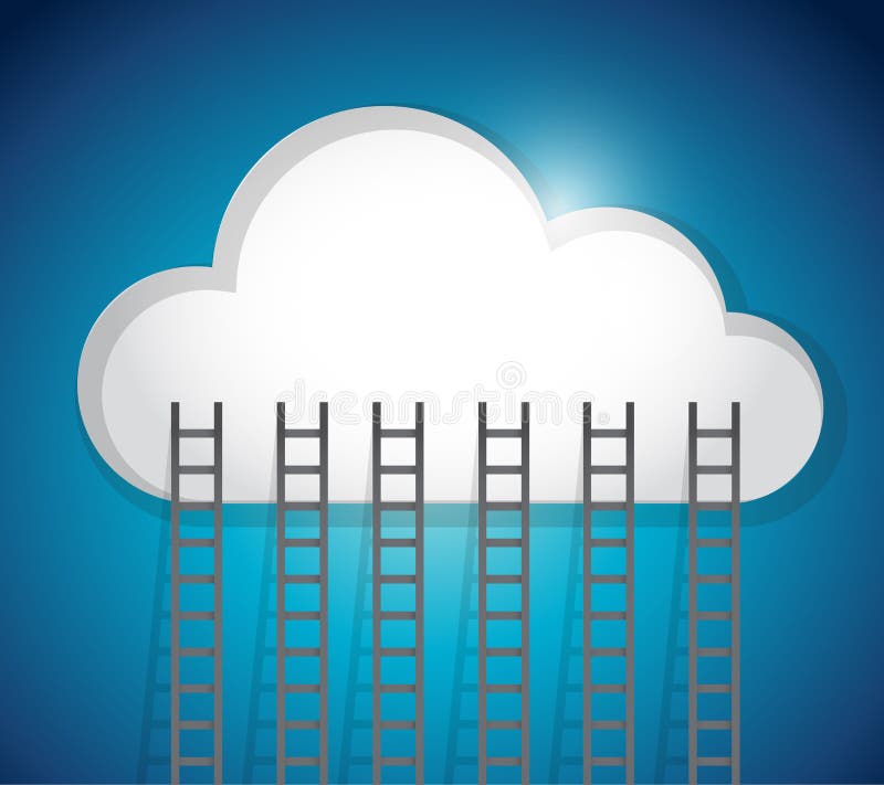 Cloud and Ladders Illustration Design Stock Illustration - Illustration of competition, stairs ...