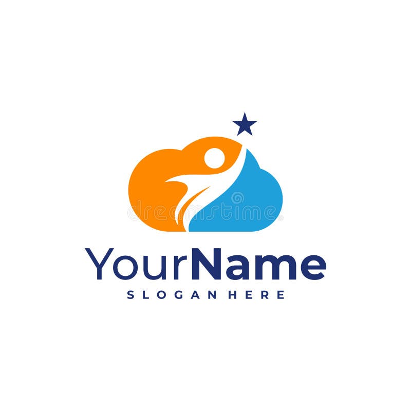 Cloud Leader Logo Design Template. Cloud People Logo Vector Illustration Stock Vector ...