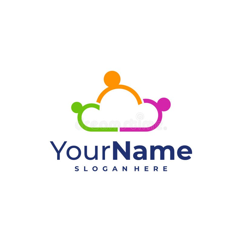 Cloud Leader Logo Design Template. Cloud People Logo Vector Illustration Stock Vector ...