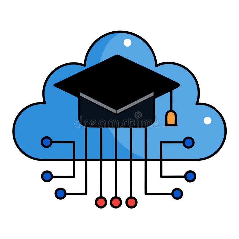 Cloud Learning: Graduation Cap with Digital Circuit Design Icon ...