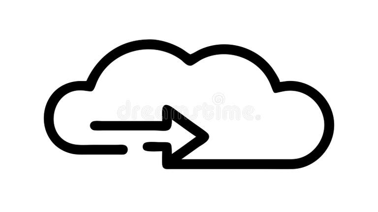 Cloud with Left Arrow, Symbolizing Cloud Upload or Data Return. Vector ...