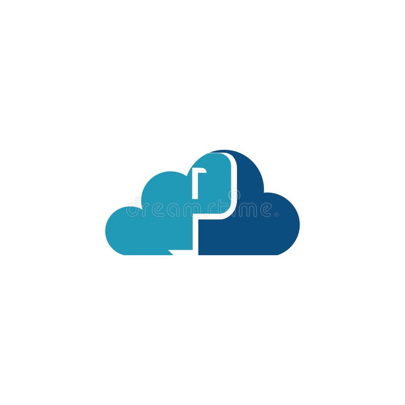 Cloud with Letter P Logo, Icon Flat and Vector Design Template. Stock ...