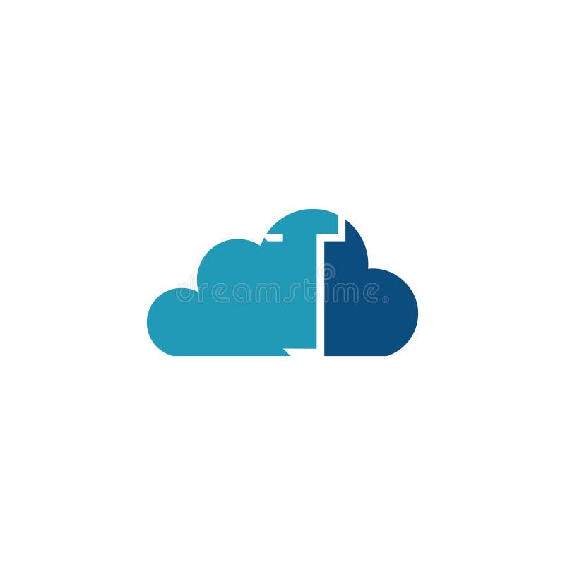 Cloud with Letter T Logo, Icon Flat and Vector Design Template. Stock ...