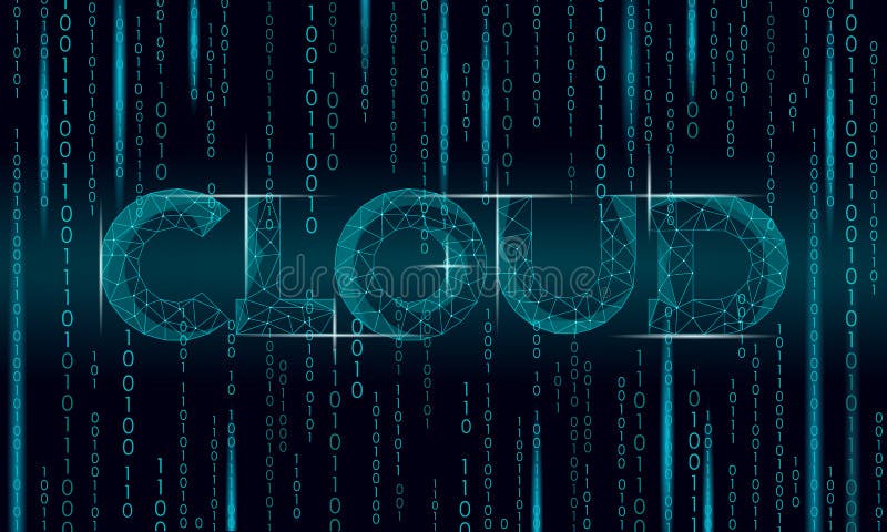 Cloud Lettering 3D Glowing Geometric Inscription. Digital Computing ...