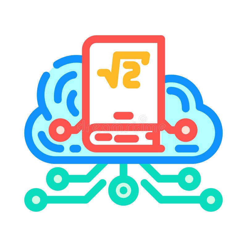 Cloud Library Education Platform Color Icon Vector Illustration Stock ...