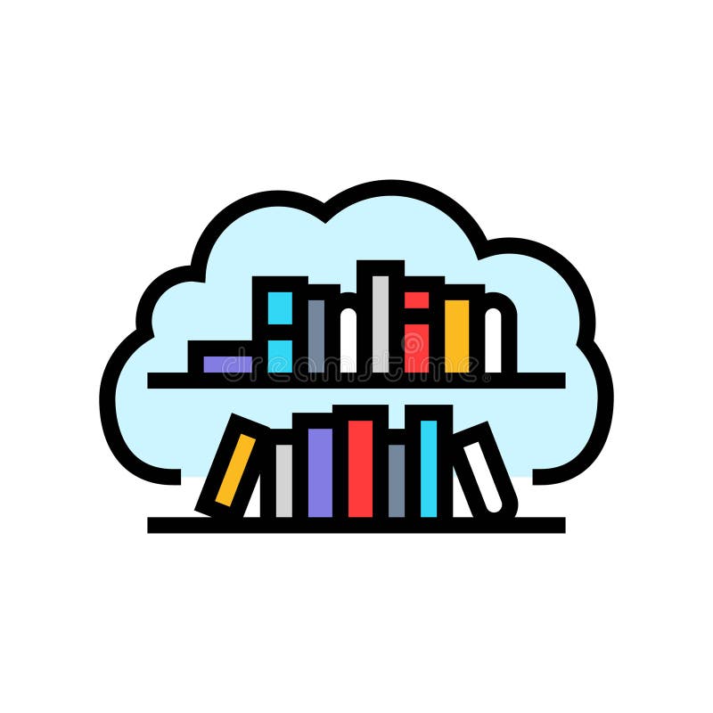 Cloud Library Education Platform Color Icon Vector Illustration Stock ...