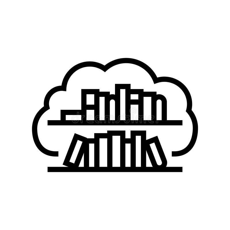 Cloud Library Education Platform Line Icon Vector Illustration Stock ...