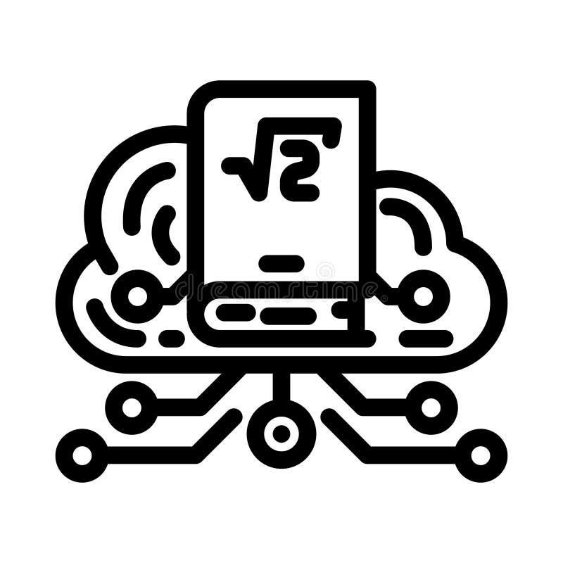 Cloud Library Education Platform Line Icon Vector Illustration Stock ...