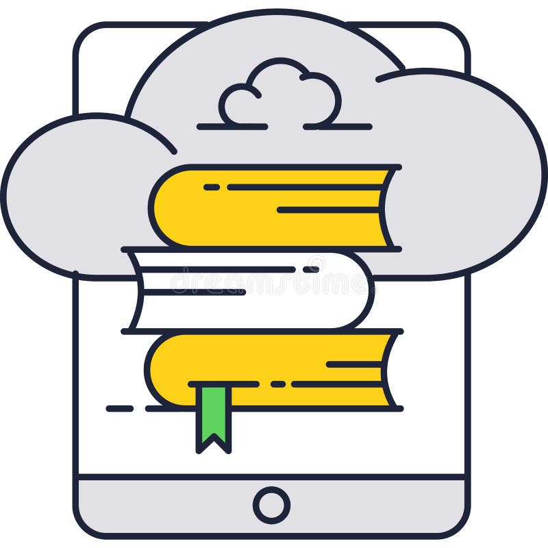 Cloud Library Icon Online Web Education Vector Stock Vector ...