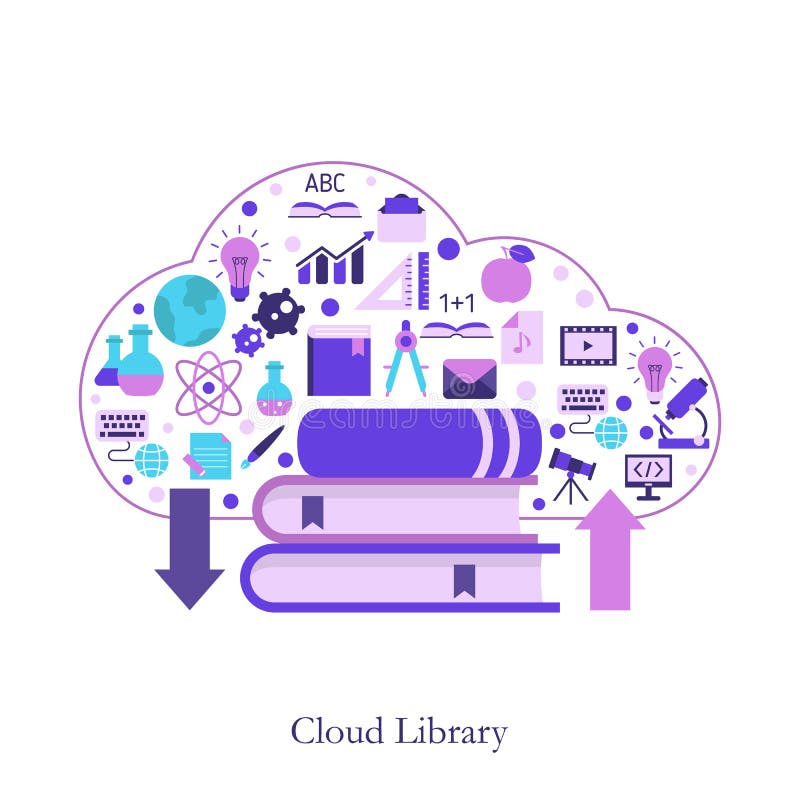 Cloud Library Vector Illustration Stock Vector - Illustration of icon ...