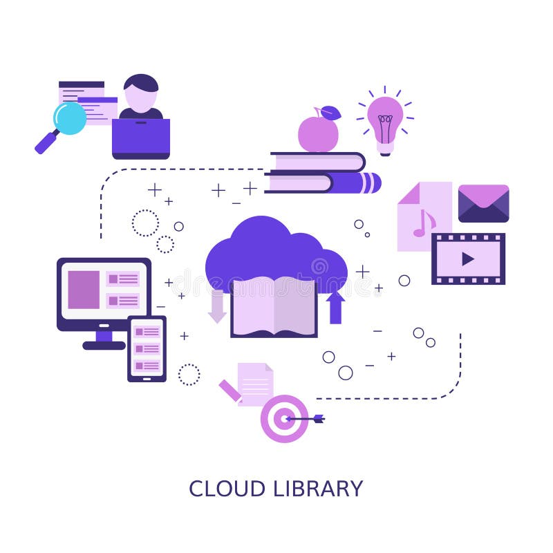 Cloud Library Vector Illustration Stock Vector - Illustration of data ...