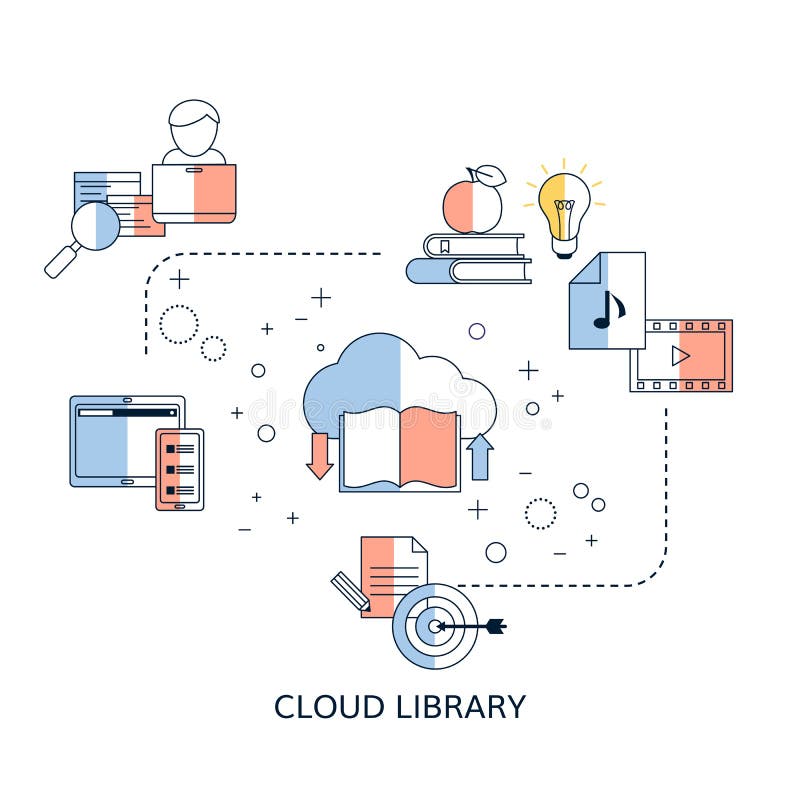 Cloud Library Vector Illustration Stock Vector - Illustration of ...
