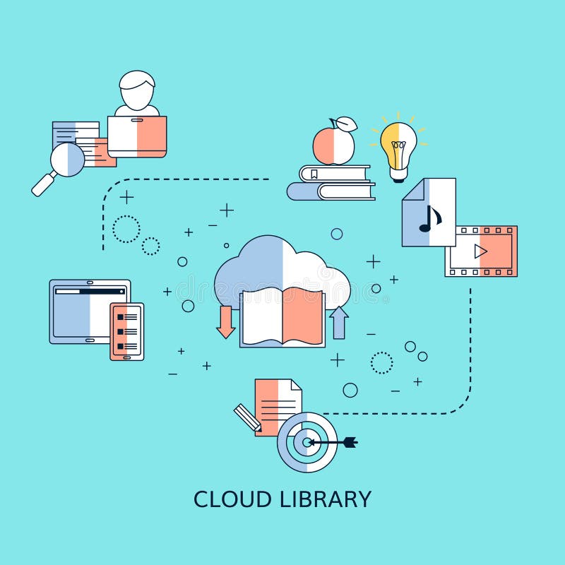 Cloud Library Vector Illustration Stock Vector - Illustration of icon ...