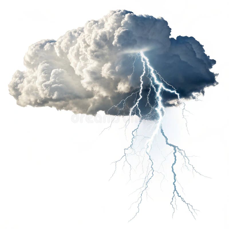 Cloud with Lightning Bolt Illustration Isolated on White Background ...