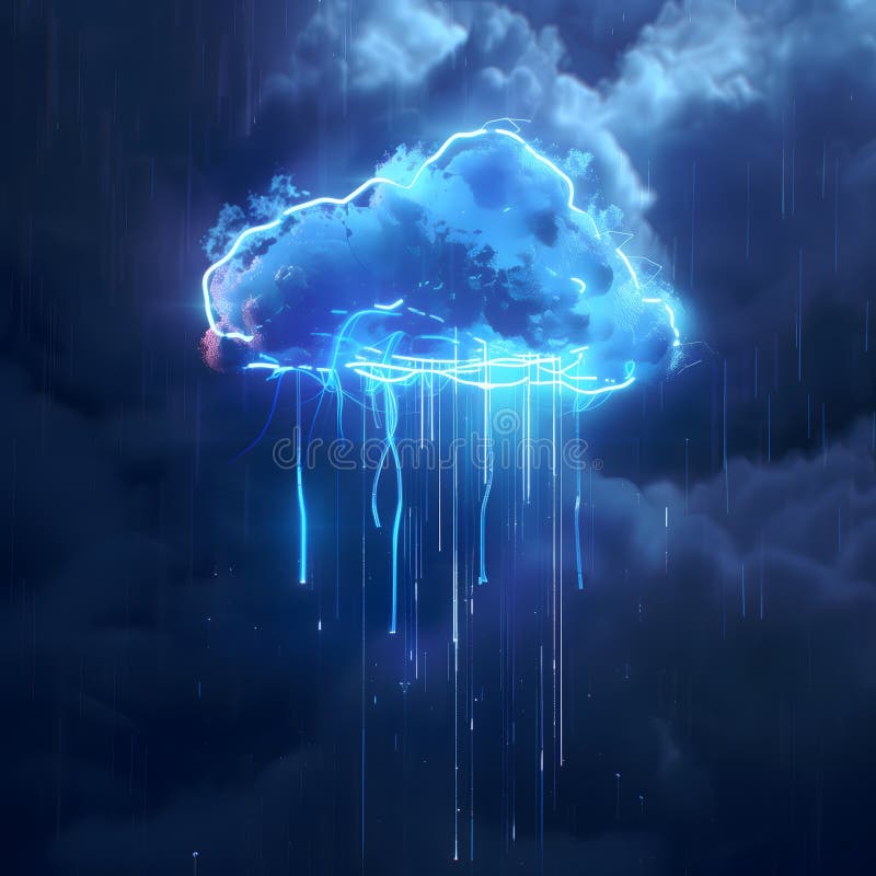 A Cloud with Lightning Bolts Inside it on Sky Stock Illustration ...