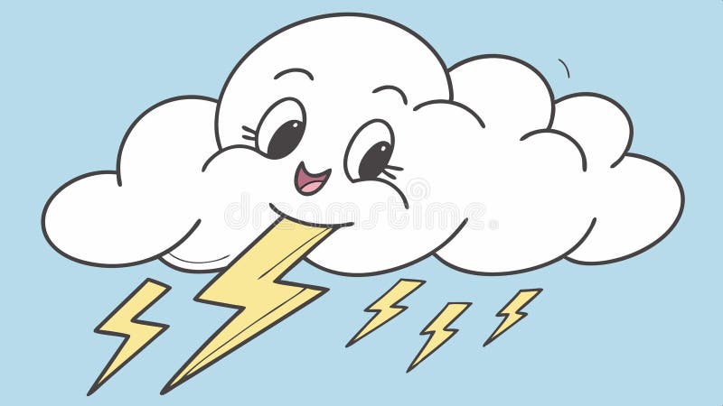 Cloud with Lightning Bolts, Storm and Weather Phenomenon Design Vector ...