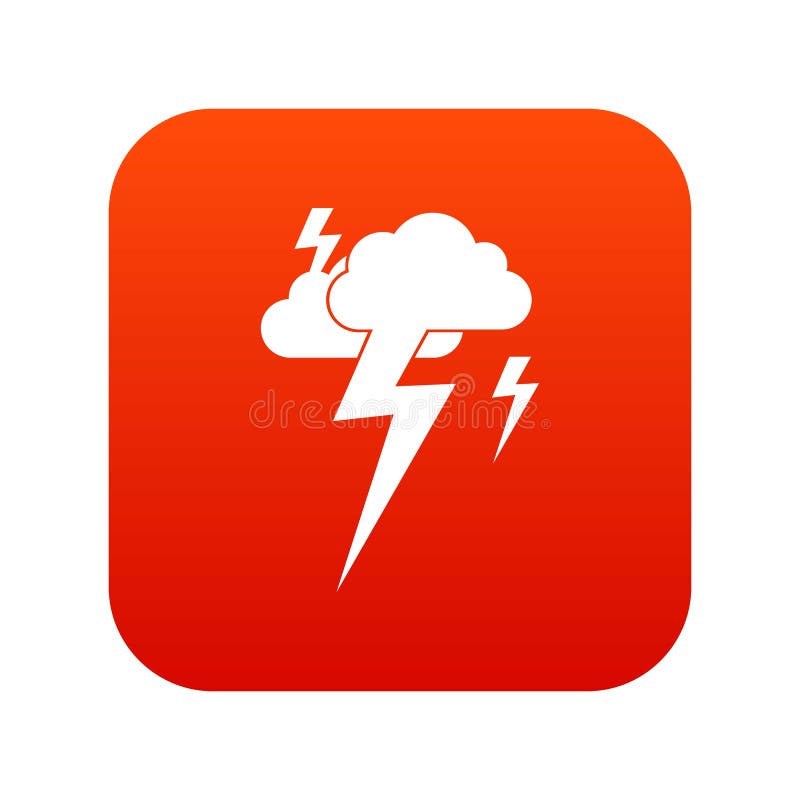 Cloud and Lightning Icon Digital Red Stock Vector - Illustration of ...