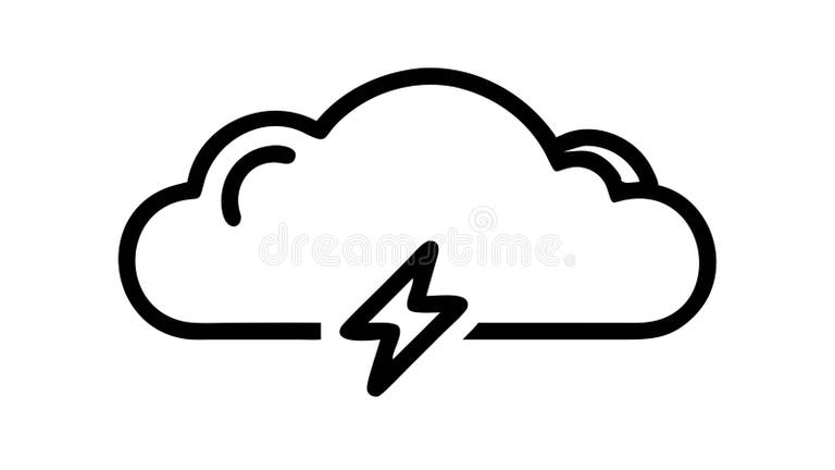 Cloud with Lightning Icon, Storm, Thunderstorm, Flat Style, Vector ...