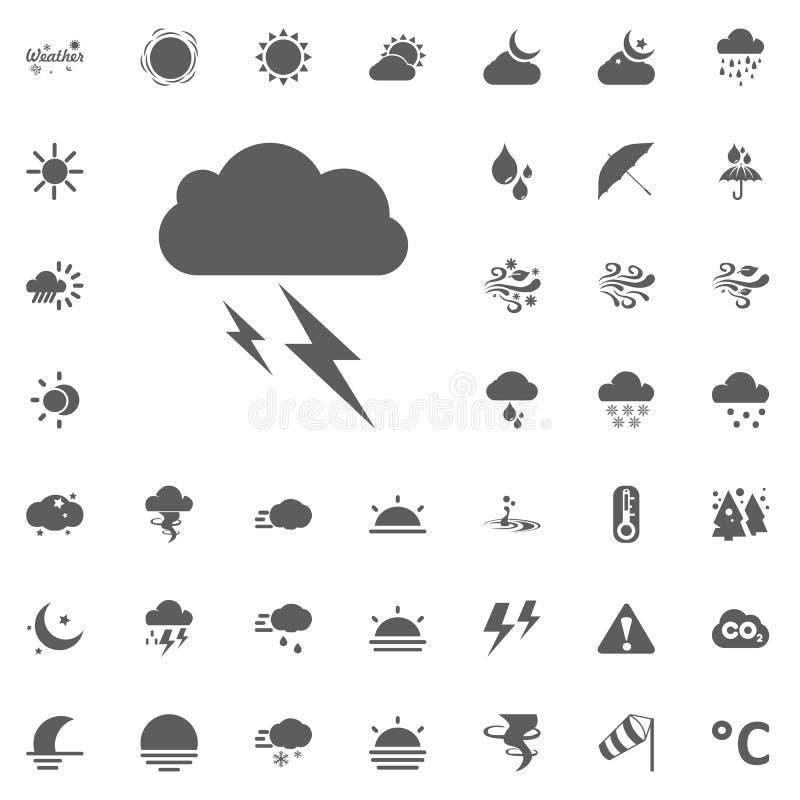 Cloud Lightning Icon. Weather Vector Icons Set Stock Illustration ...