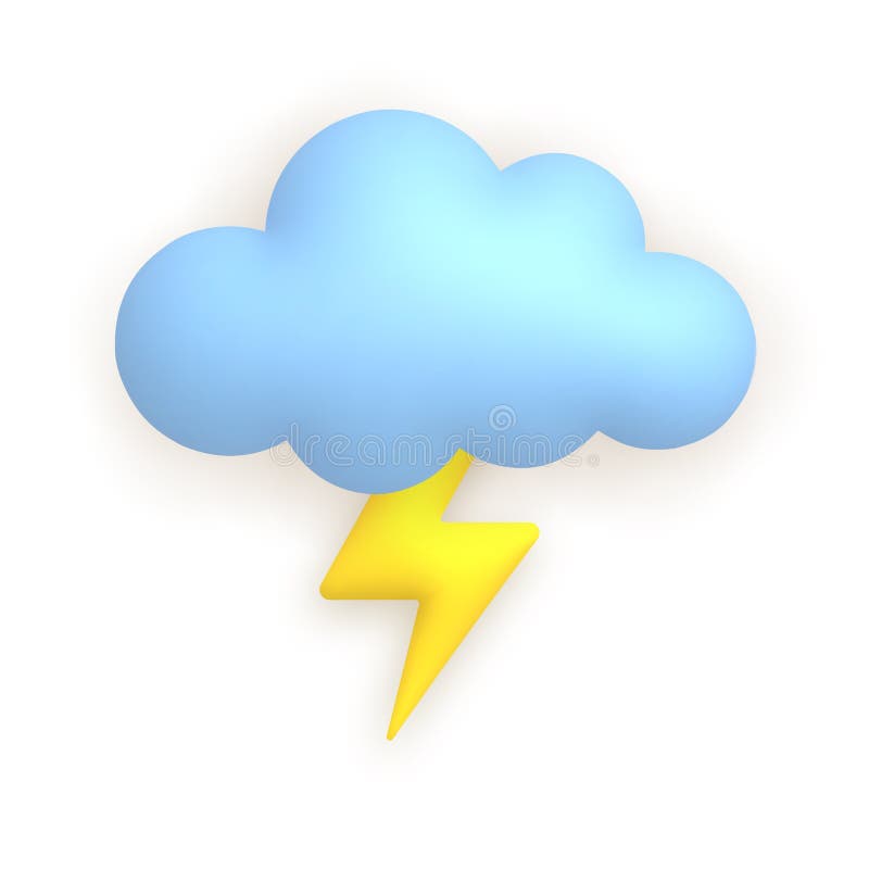 Cloud, Lightning, Thunder. Cute Weather Realistic Icon Stock Vector ...