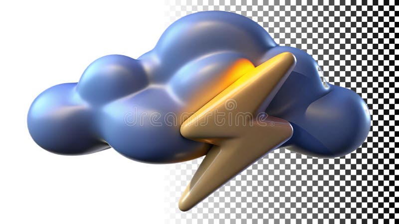 Cloud with Lightning, Thunderstorm and Storm, Weather and Danger Icon ...