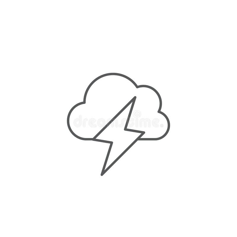 Cloud, Lightning Vector Icon Symbol Weather Isolated on White ...