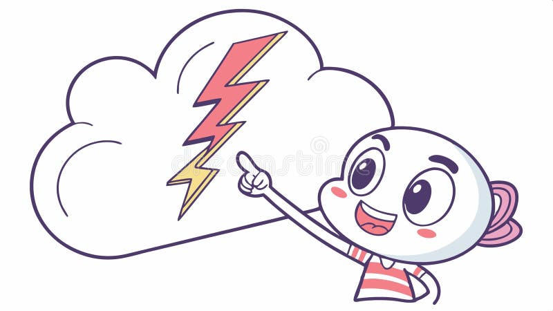 Cloud with Lightning Vector, Storm Weather Art, Thunder and Rain ...