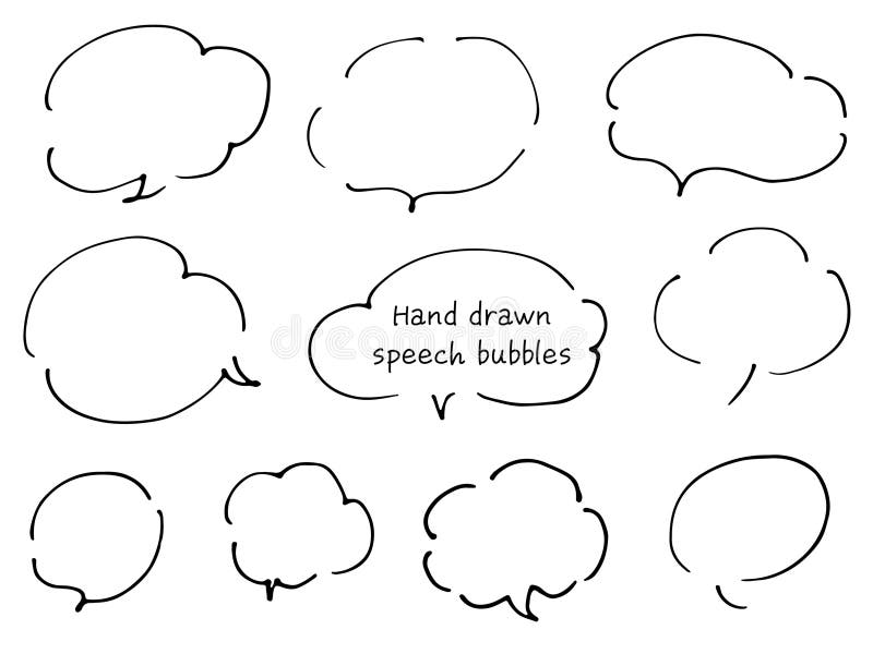 A Cloud-like Line-drawing Speech Balloons. Stock Vector - Illustration ...