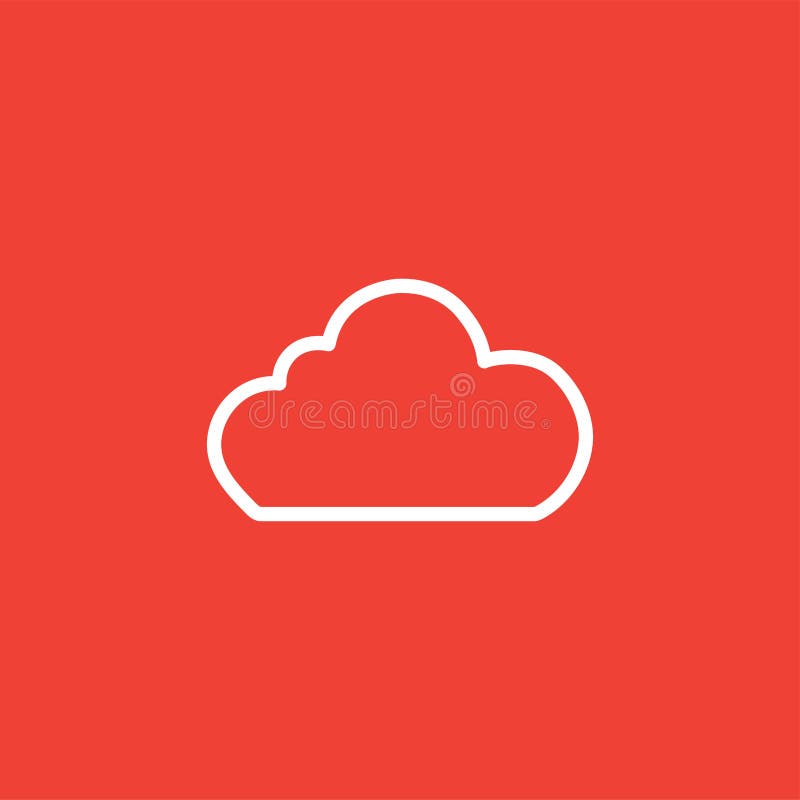 Cloud Line Icon on Red Background. Red Flat Style Vector Illustration ...