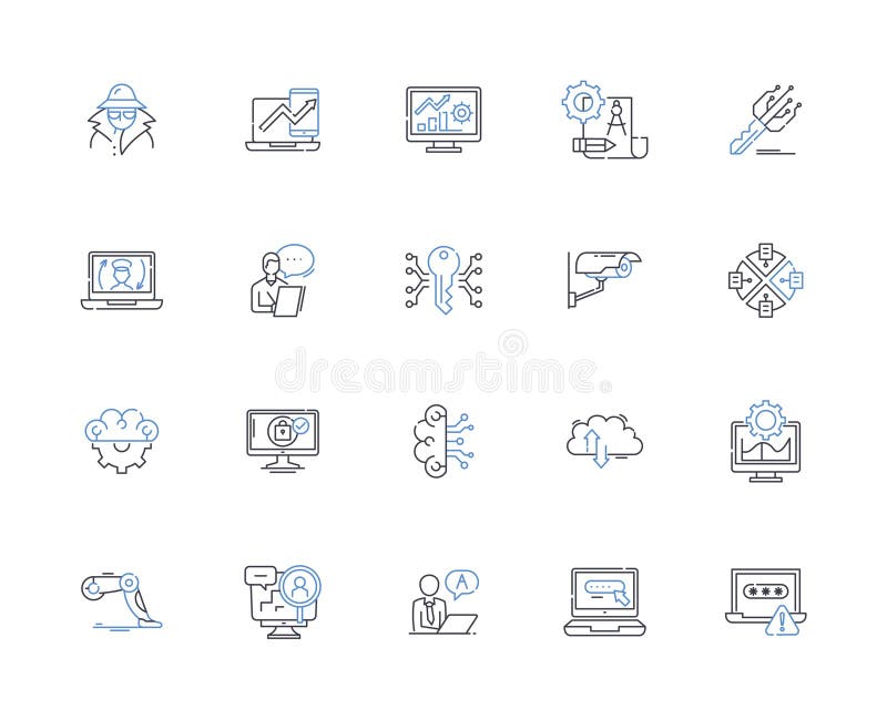 Cloud Line Icons Collection Virtualization Elasticity Scalability Availability Automation