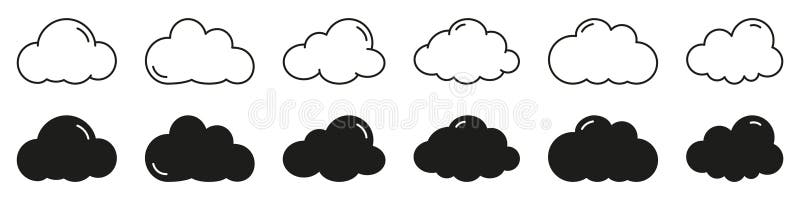 Cloud Line and Solid Icon Set. Meteorological Outline and Bold Weather ...