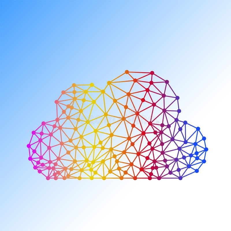 Cloud of Lines and Dots, Abstract Polygonal Structure Stock Vector ...