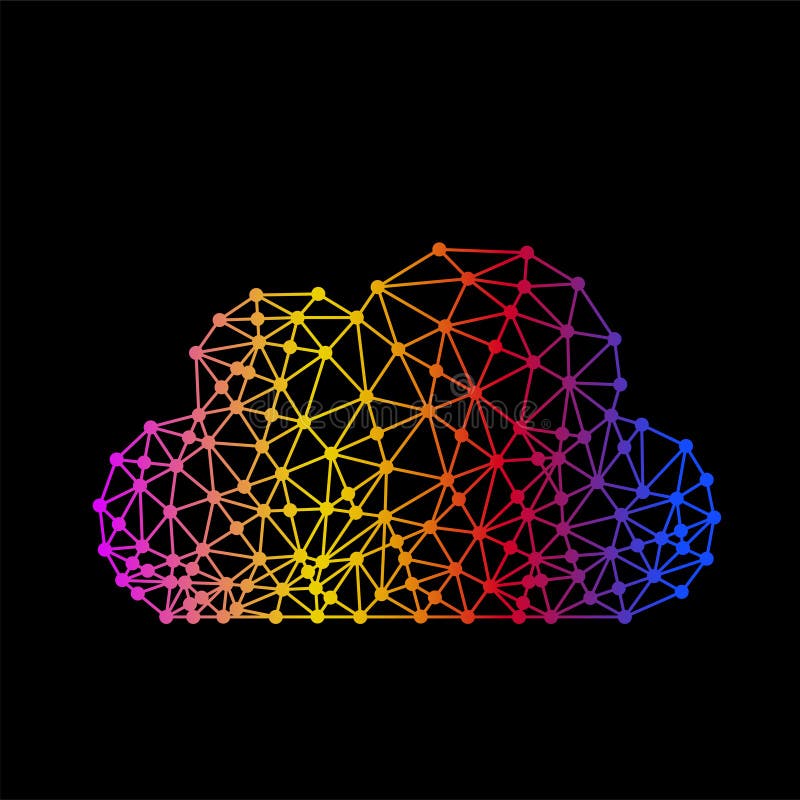 Cloud of Lines and Dots, Abstract Polygonal Structure Stock Vector ...
