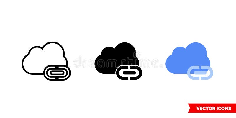Cloud Link Icon of 3 Types Color, Black and White, Outline. Isolated ...