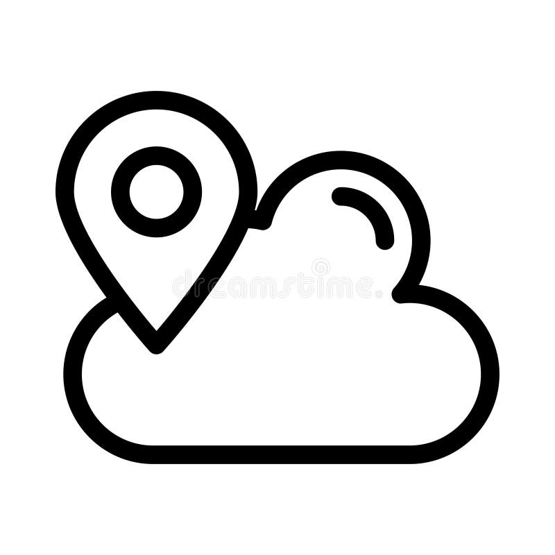 Cloud Location Vector Thin Line Icon Stock Illustration - Illustration ...