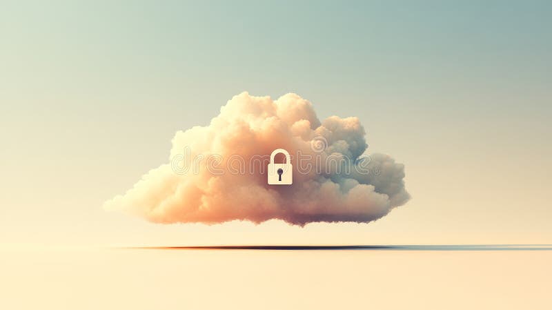 Cloud with a Lock Icon Symbolizing Data Security. Stock Illustration ...
