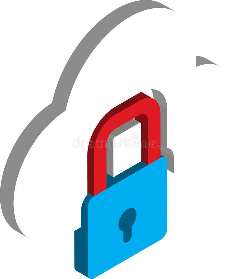 Cloud and Lock Illustration in 3D Isometric Style Stock Vector ...