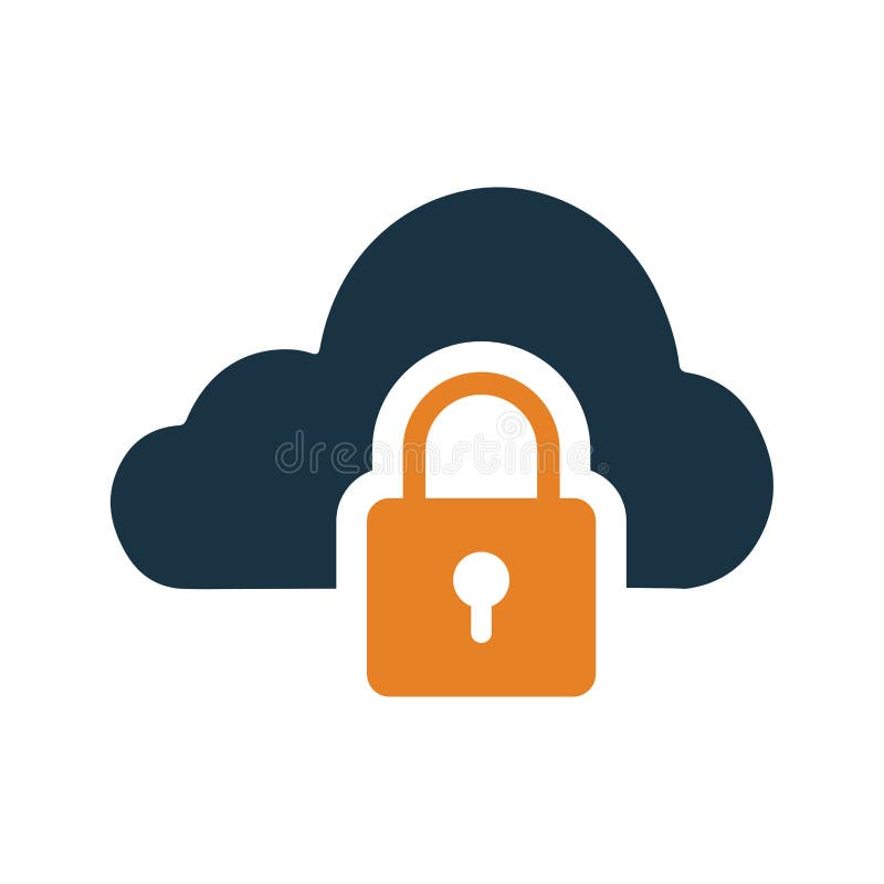 Simple Vector Sketch.Cloud, Lock, Protection Icon Stock Illustration ...