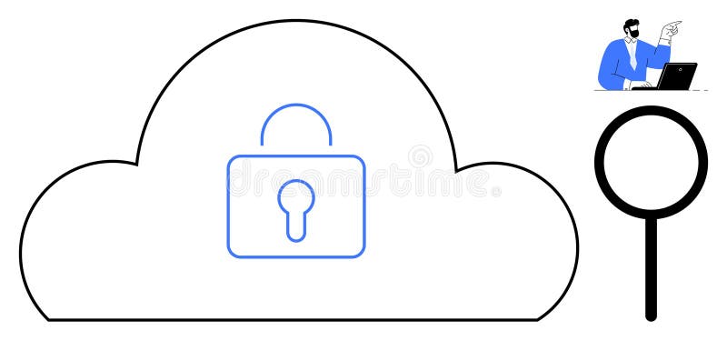 Cloud Security Concept with Lock and Magnifying Glass Depicting Data ...