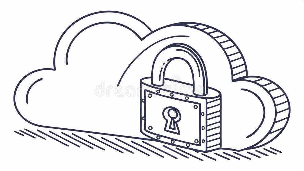 Cloud with Lock Vector, Security Icon, Data Protection Design, Privacy ...