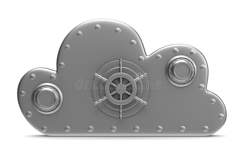 Cloud With Lock On White Background Stock Illustration - Illustration ...