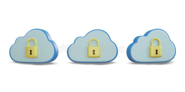 Cloud and Locked Padlock. Security Data To Cloud Computing Concept. Clipping Path Stock ...