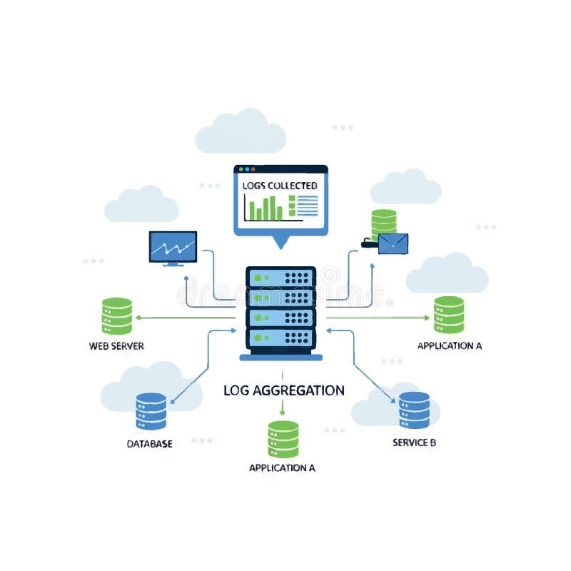 Cloud Log Aggregation Diagram Centralized Server Data Flow for Application Web Server Analysis ...