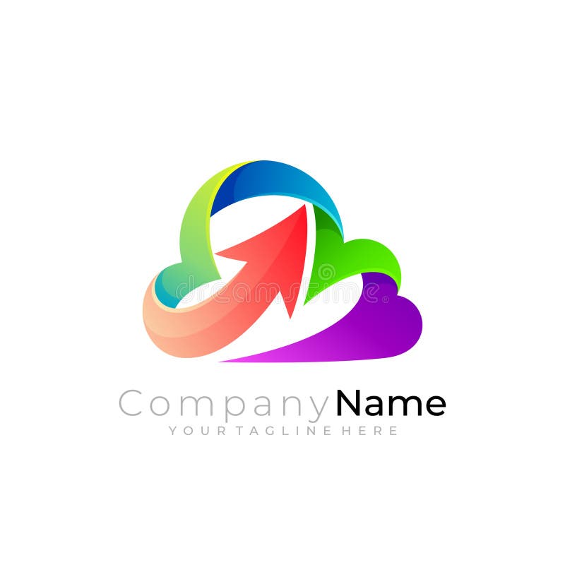 Cloud Logo and Arrow Design Colorful, Technology Logos Stock Vector ...