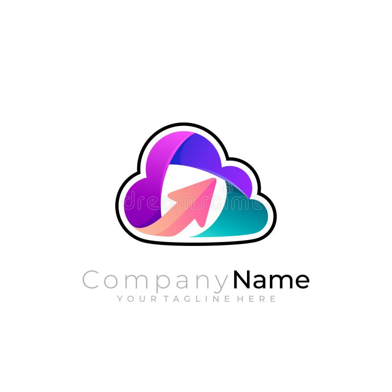 Cloud Logo and Arrow Design Colorful, Technology Logos Stock Vector ...