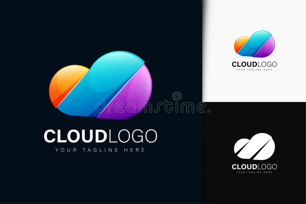 Cloud Logo Design with Gradient Stock Vector - Illustration of download, element: 255642217
