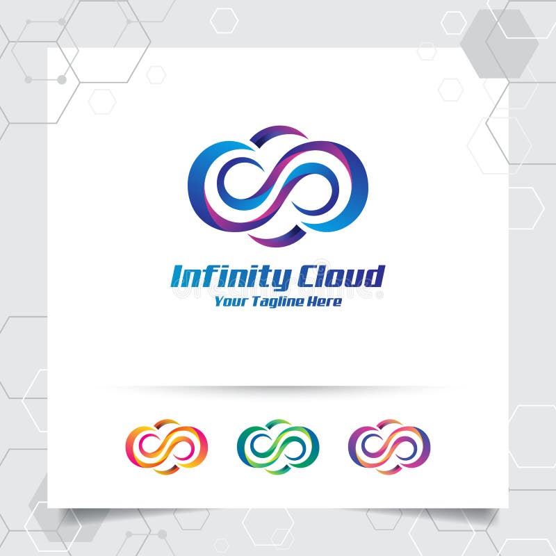 Cloud Hosting Logo Vector Design with Concept of Server and Cloud Icon. Cloud Server Vector ...