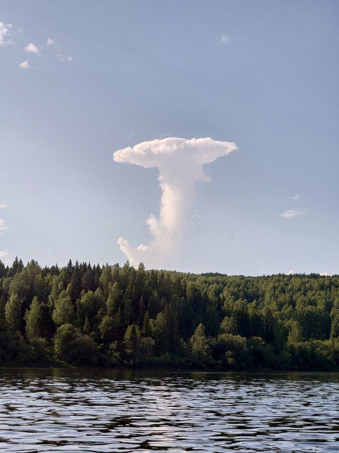 The Cloud Looks Like a Nuclear Explosion. Clouds Over the Forest on the ...